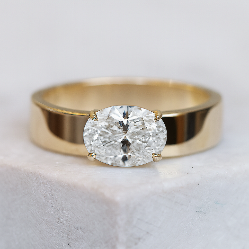 1ct Horizontal Oval Diamond Ring | One Of A Kind – HLSK